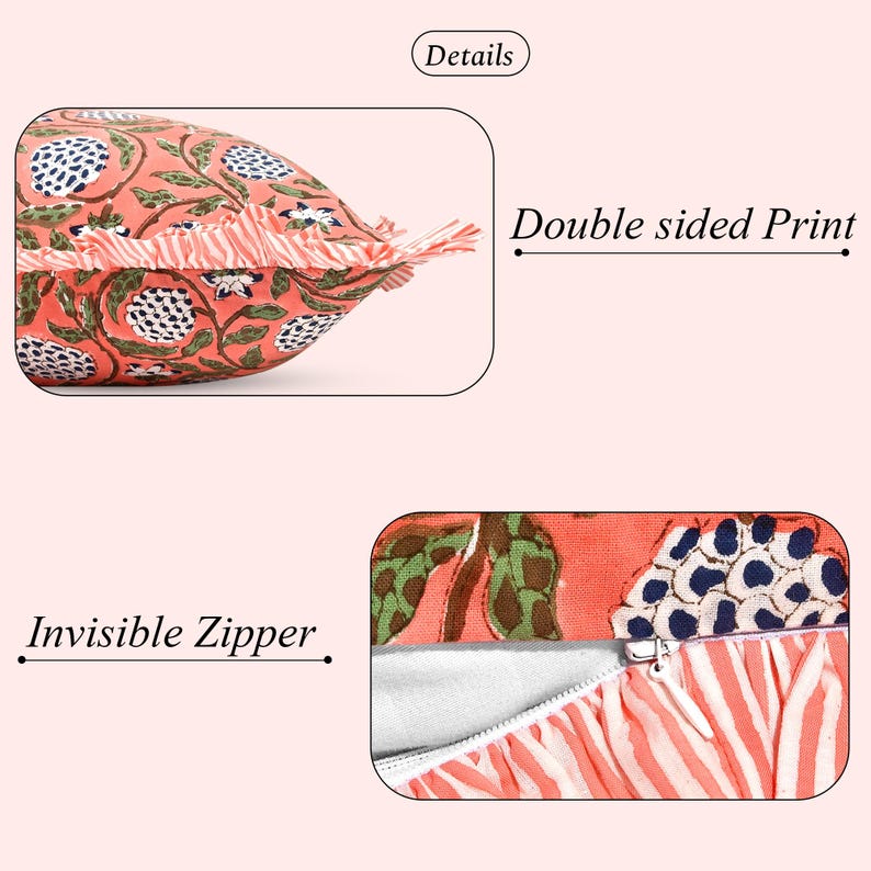 20x30 Dark Salmon Pink Floral Ruffle Decorative Pillow, Boho Block ...