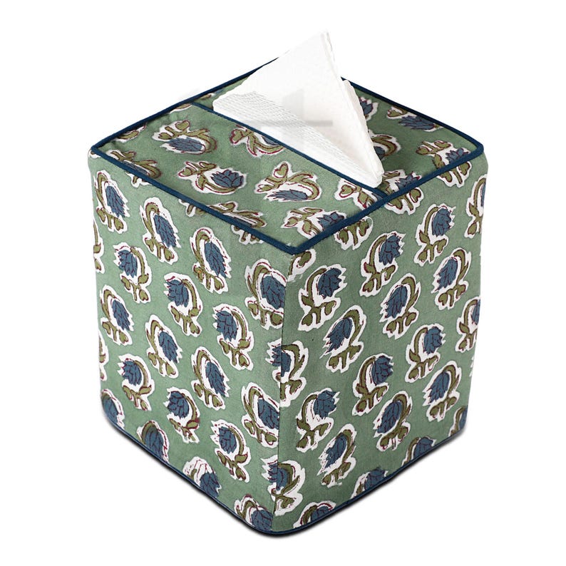 Cotton Tissue Box Cover Hand Block Printed – Eco-friendly Bathroom ...