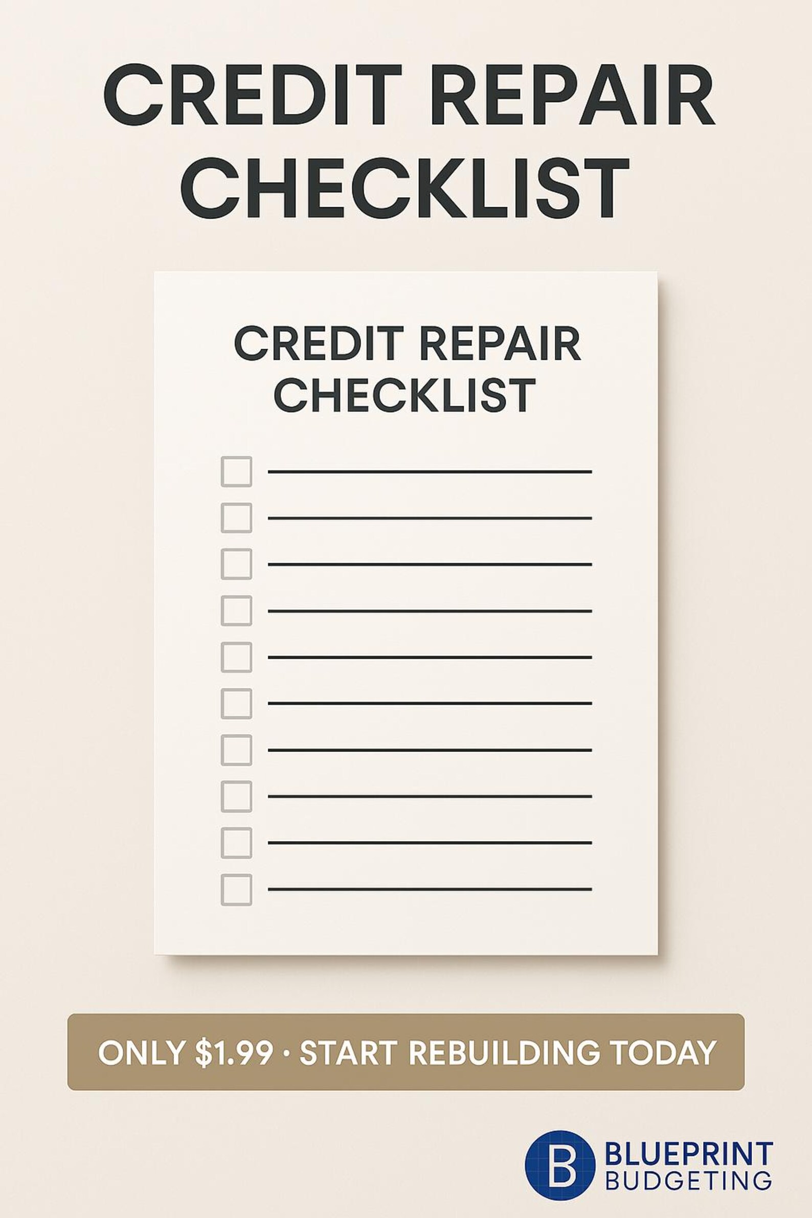Credit Repair Checklist Printable | Step-by-step Credit Fix Guide PDF ...