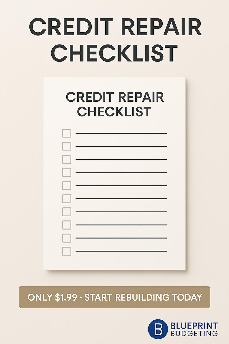 Credit Repair Checklist Printable | Step-by-step Credit Fix Guide PDF ...