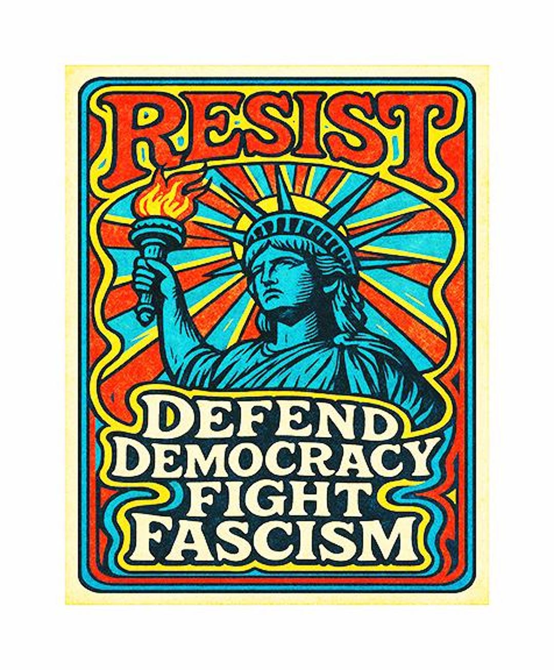 Printable Protest Poster Sign – Resist Fascism Defend Democracy ...
