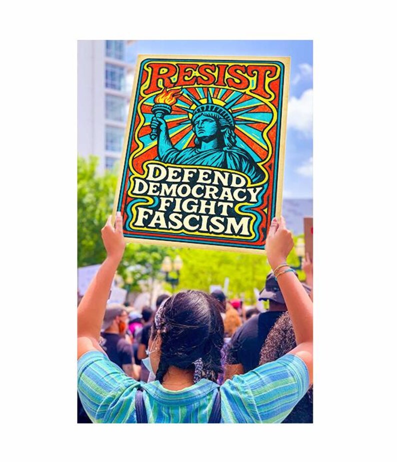 Printable Protest Poster Sign – Resist Fascism Defend Democracy ...