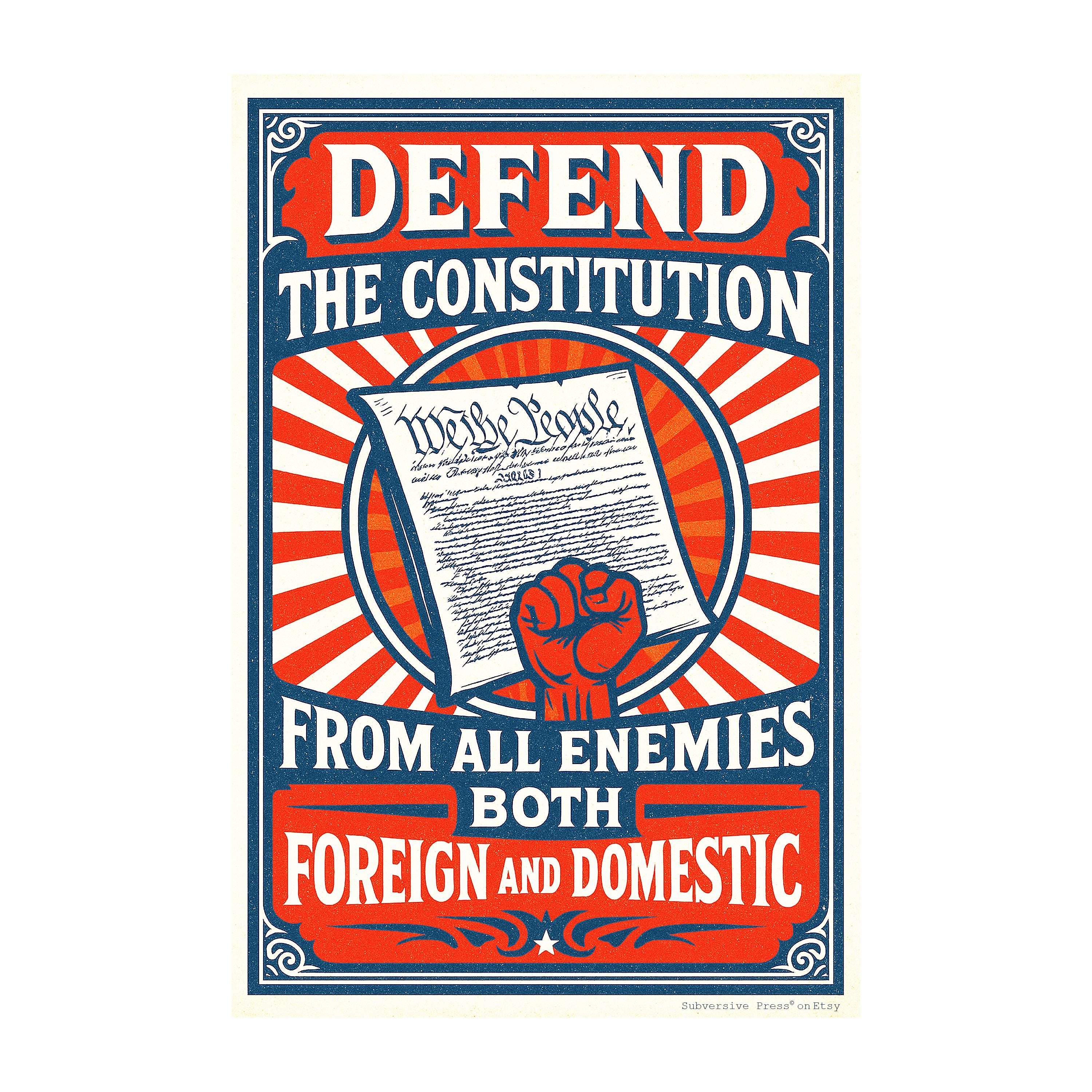 Printable Protest Sign Poster "defend the Constitution" Political Art ...