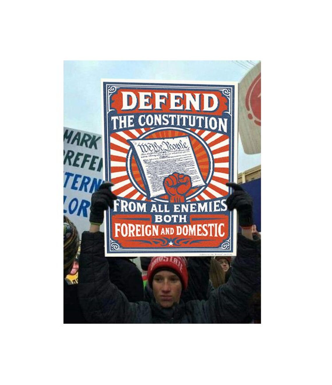 Printable Protest Sign Poster "defend the Constitution" Political Art ...
