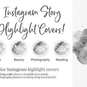 Instagram Story Highlight Cover Set of 16 Gray Watercolor - Etsy