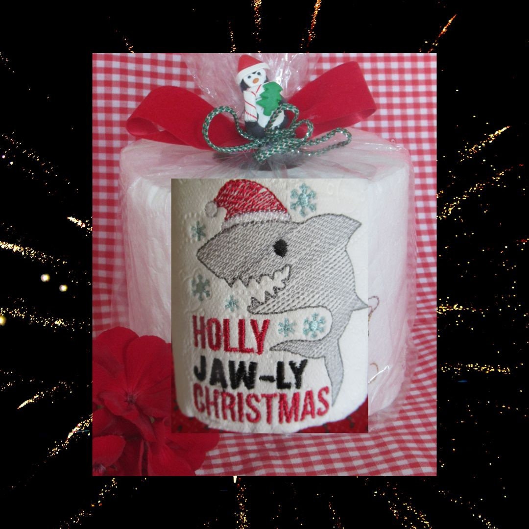 Sharks Are IN Toilet Paper Roll With Machine Embroidered SHARK Design ...