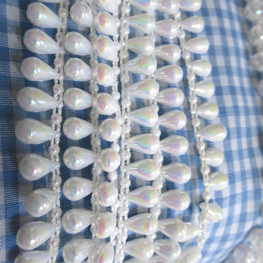 Pearl Beaded Garland: Iridescent Sheen, Fused Tear Drop Pearls, 9mm ...