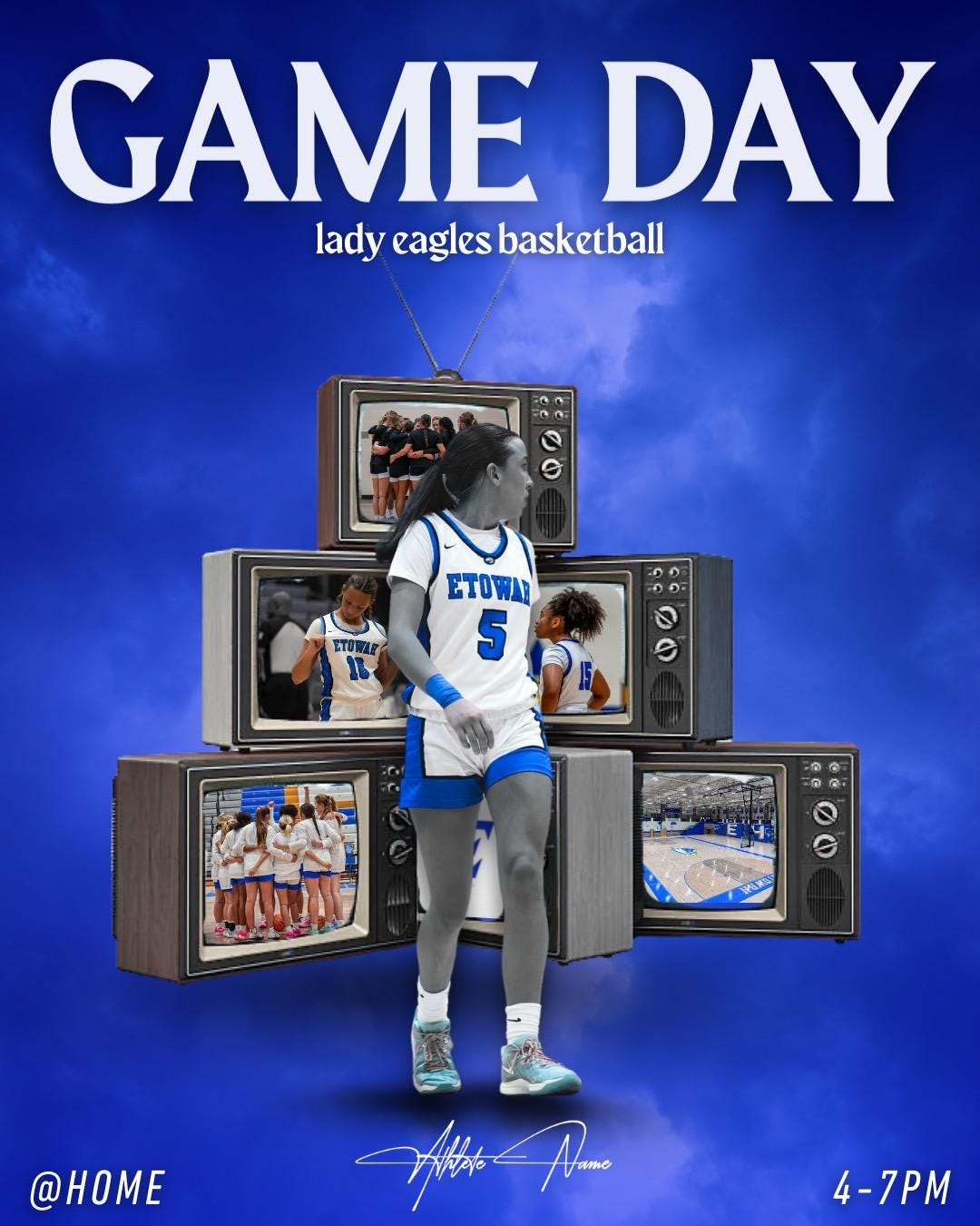 Retro Basketball Gameday Graphic Template: Editable Canva Sports Poster ...