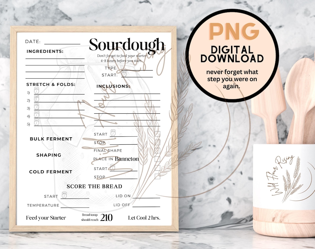 Sourdough Starter Checklist Printable | Beginner Sourdough Guide | Sourdough Baking Planner ...
