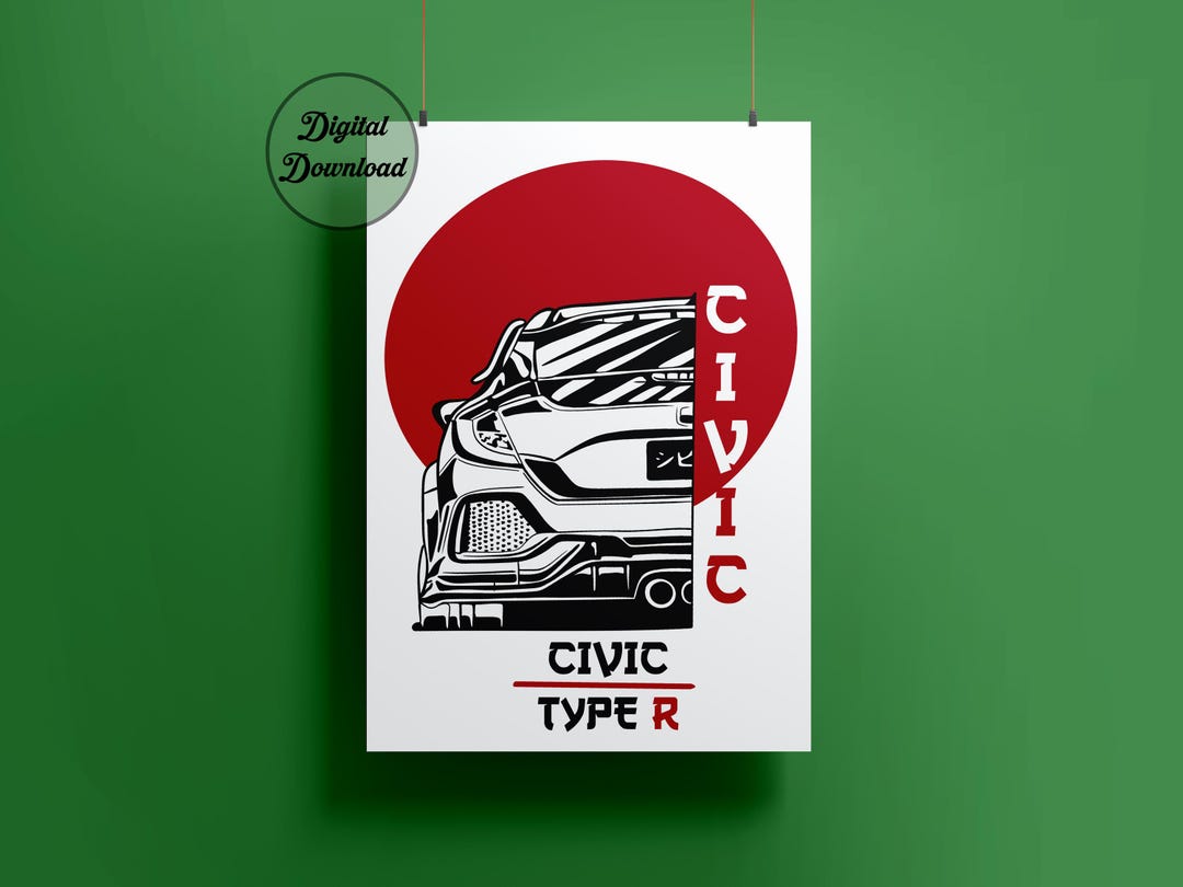 Honda Civic Type R Poster Digital Download - JDM Car Wall Art ...