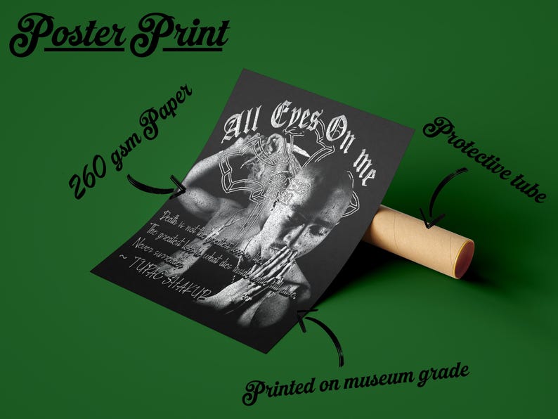 2pac Poster - Tupac Shakur Wall Art - Never Surrender Quote Print - Rap ...