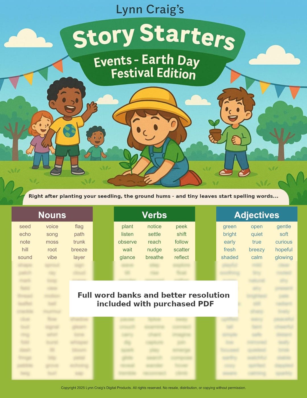 Story Starters - Events: Earth Day Festival | Printable Writing Prompt ...