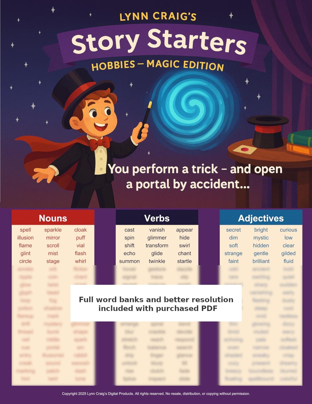 Story Starters - Hobbies: Magic | Printable Writing Prompt PDF ...