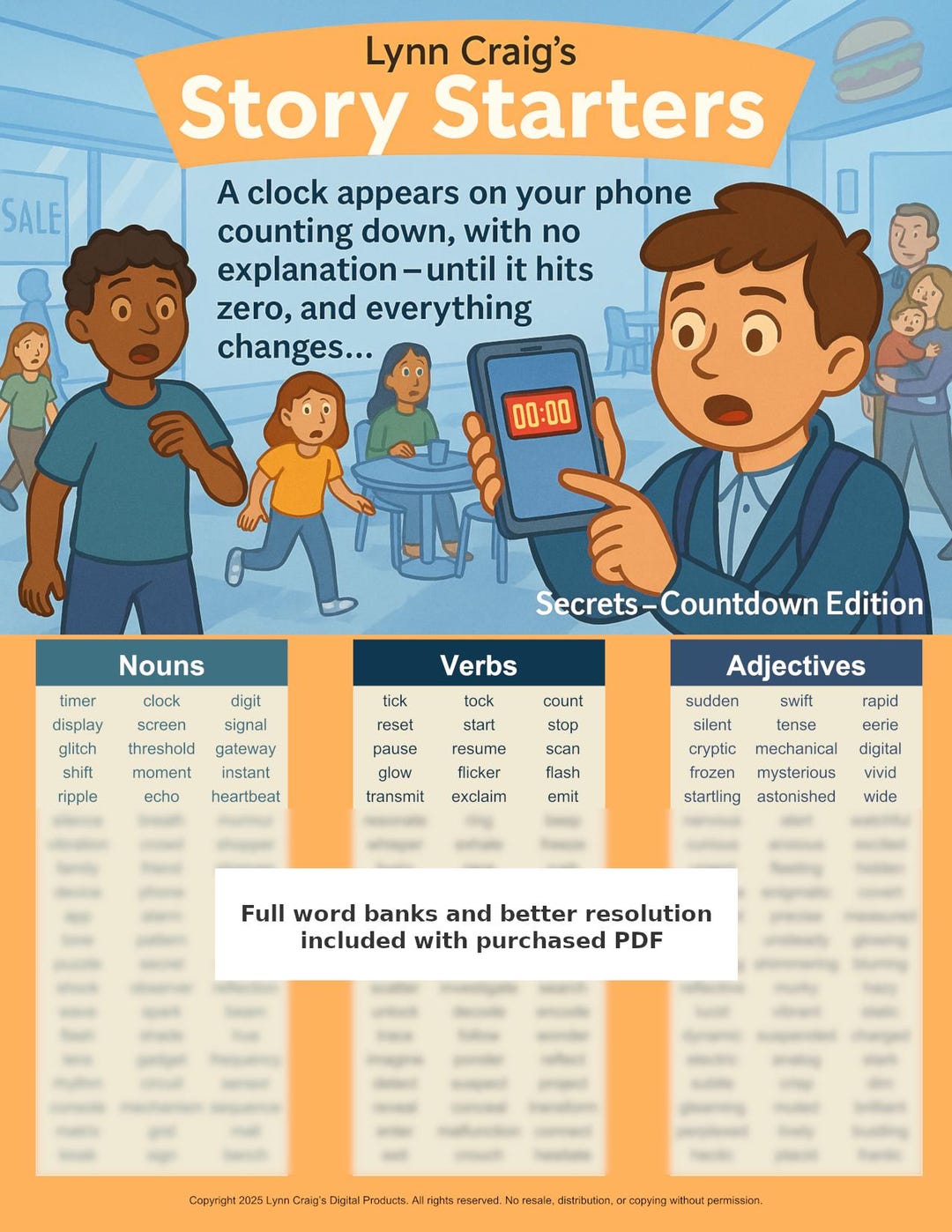 Story Starters - Secrets: Countdown Edition | Printable Writing Prompt ...