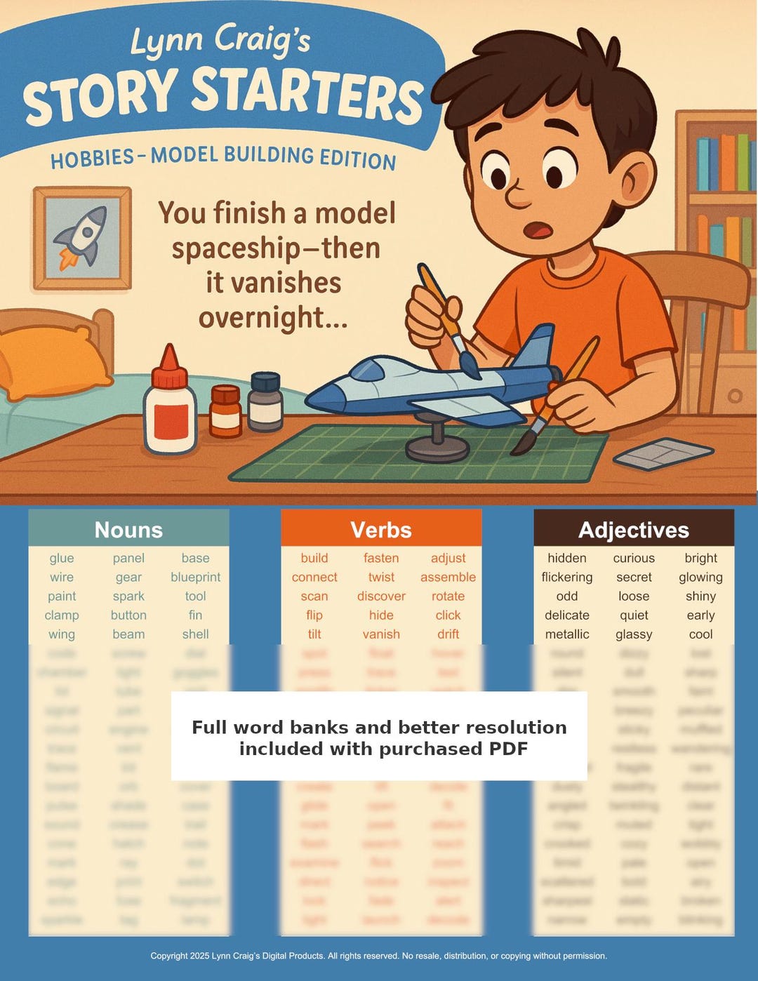 Story Starters - Hobbies: Model Building | Printable Writing Prompt PDF ...