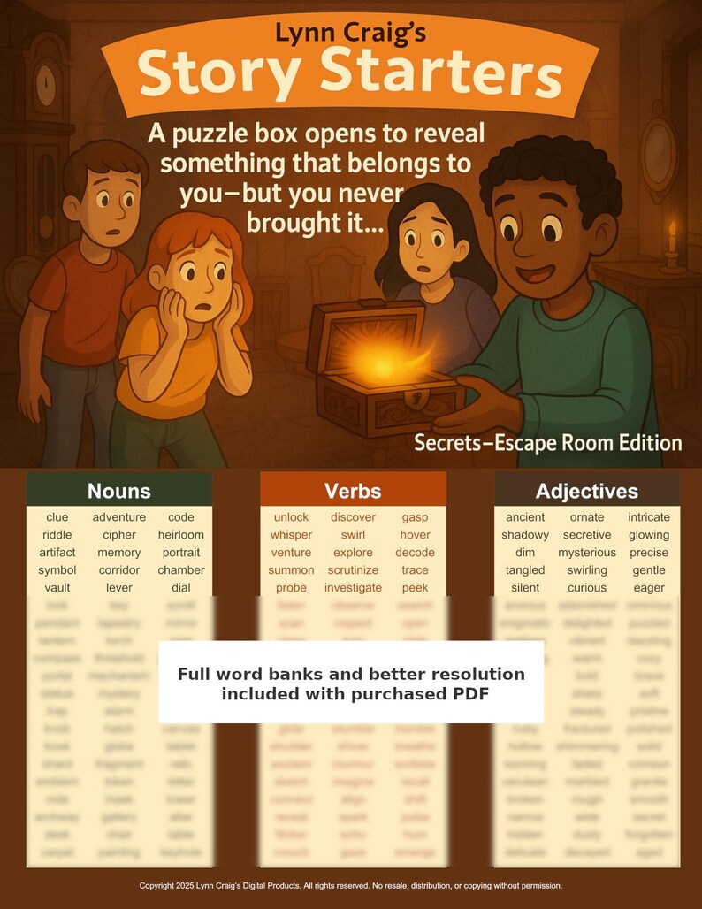 Story Starters - Secrets Bundle | Printable Writing Prompt PDF ...