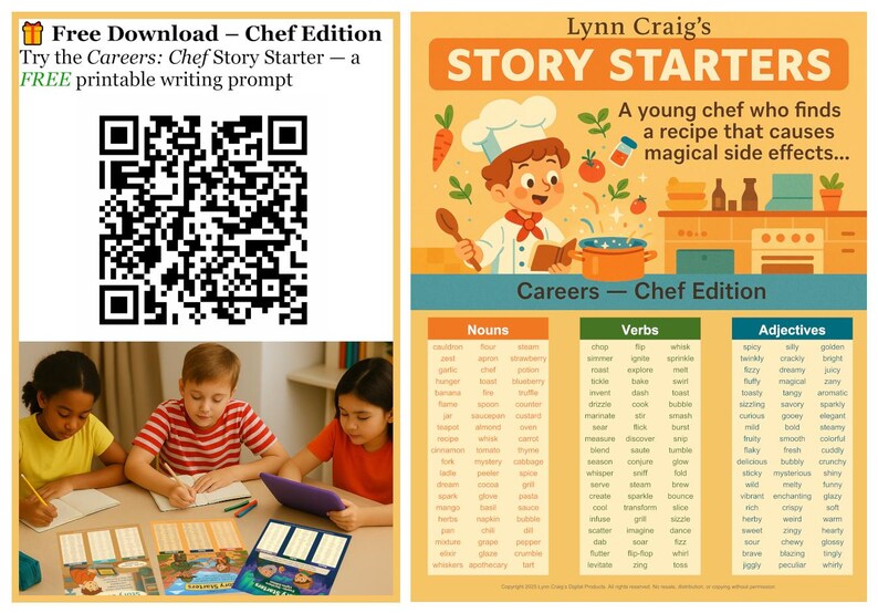 Story Starters - Careers: Chef | Printable Writing Prompt PDF | Digital ...