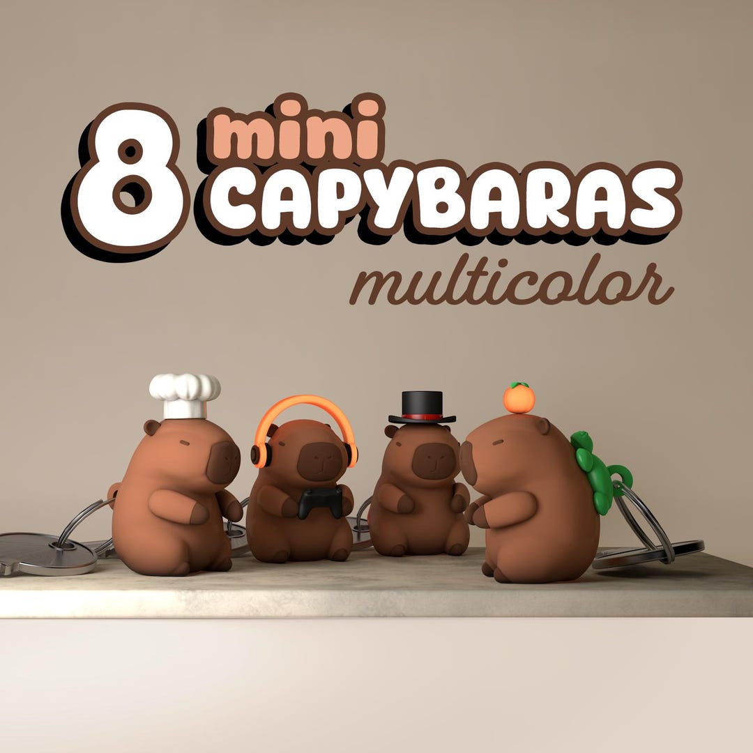 8 Multicolor Mini Capybaras (keychain) - Etsy