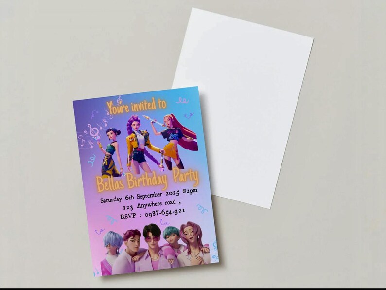 K-pop Demon Hunters Birthday Invitations | Custom Anime Party Invites ...