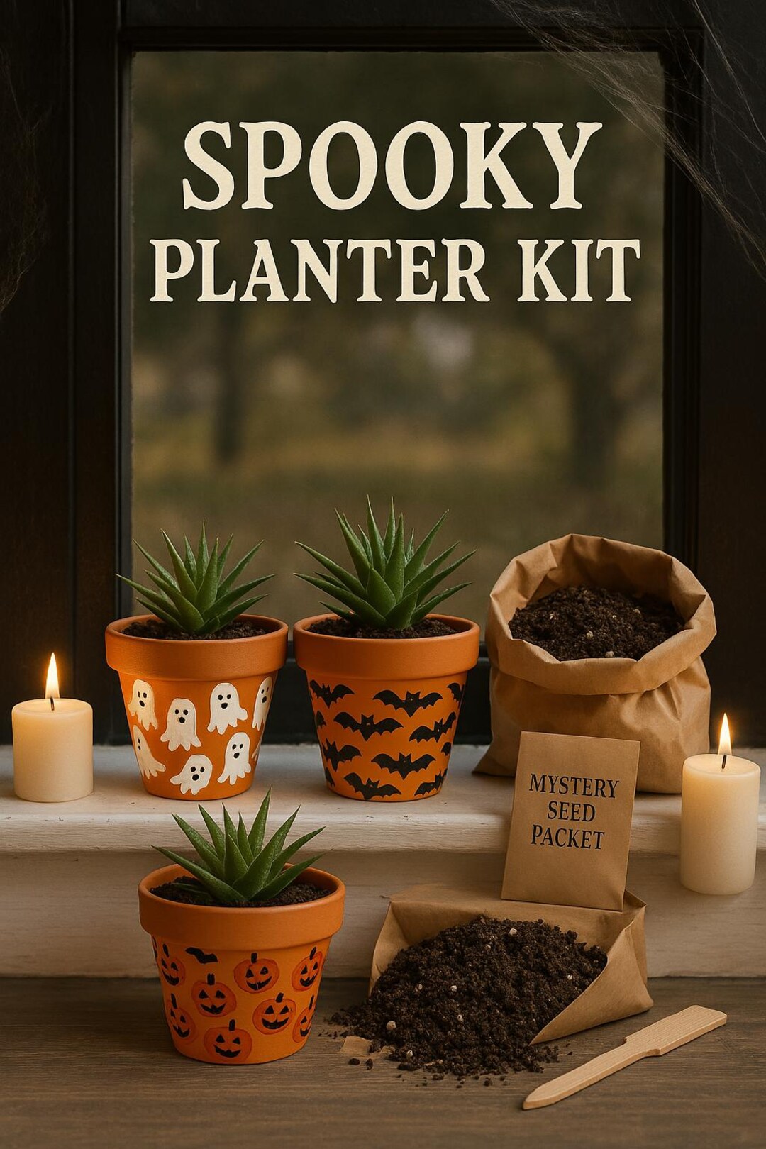 Mystery Ghost Planter Kit - Spooky Hand-painted Pot With Seeds &soil ...