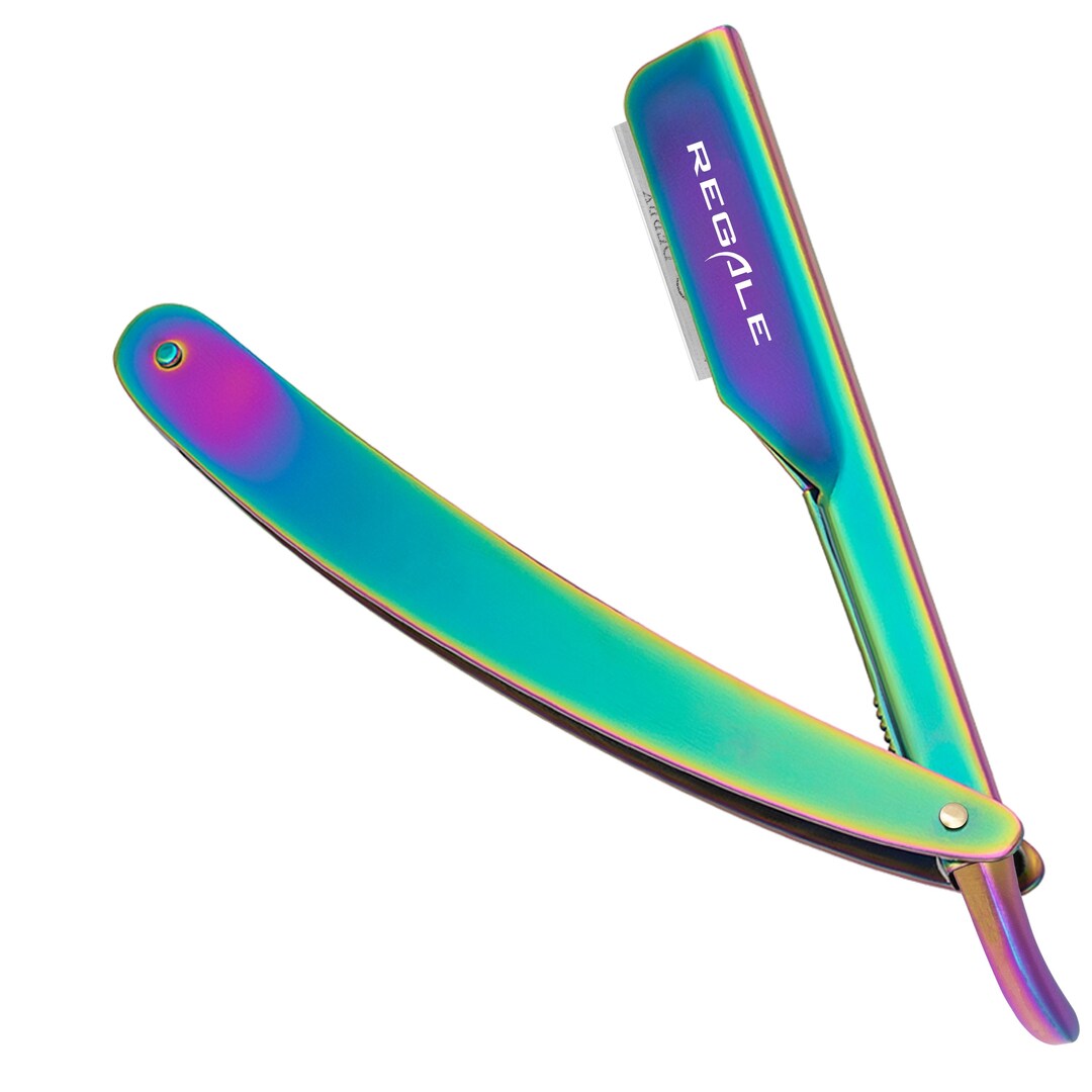 Regale Barber Supply Rainbow Holographic Straight Edge Razor, Barber ...