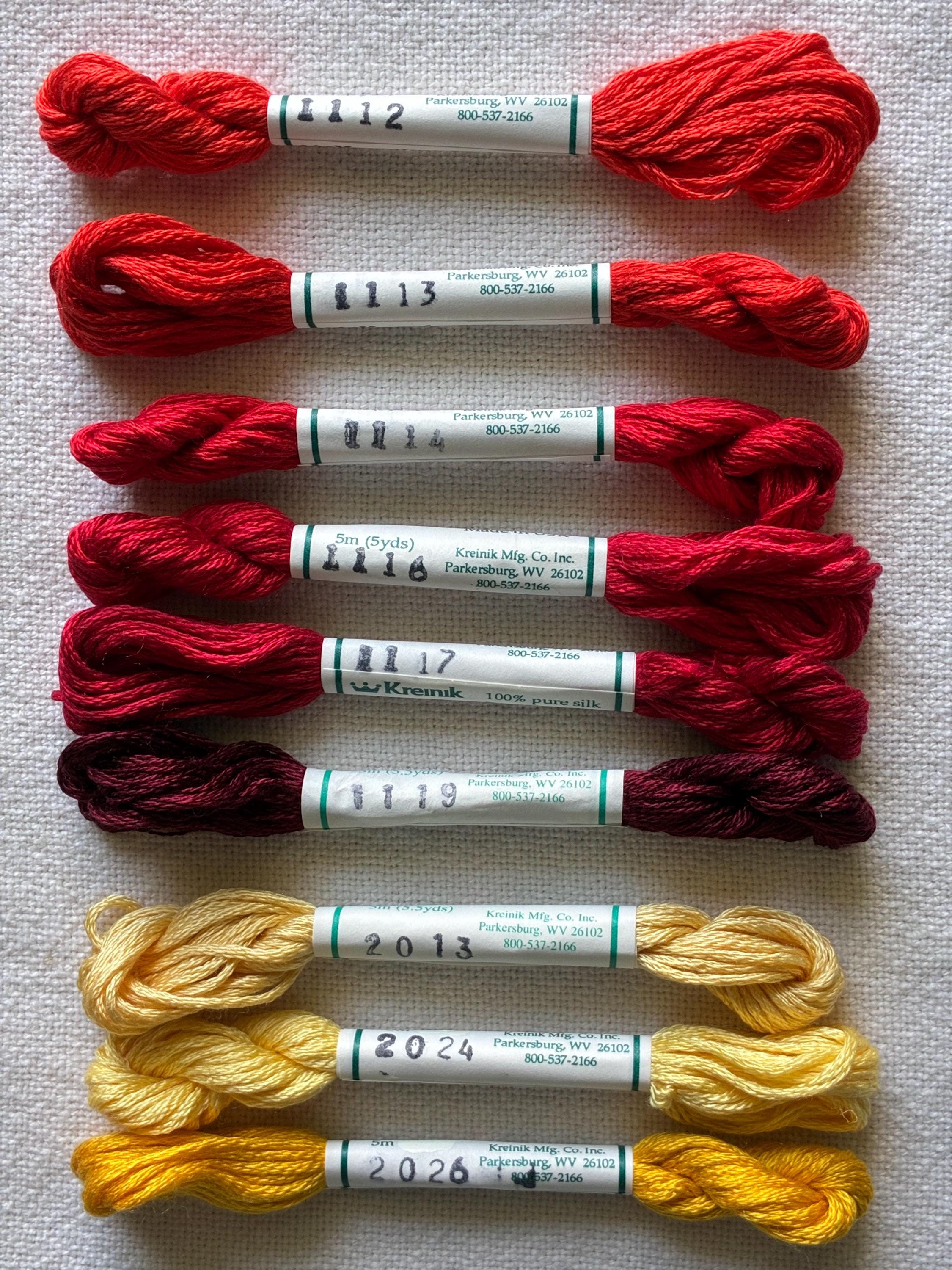 Kreinik Silk Mori, Pyo Colors, First 70 Colors, 6 Ply Silk Floss, 5 ...
