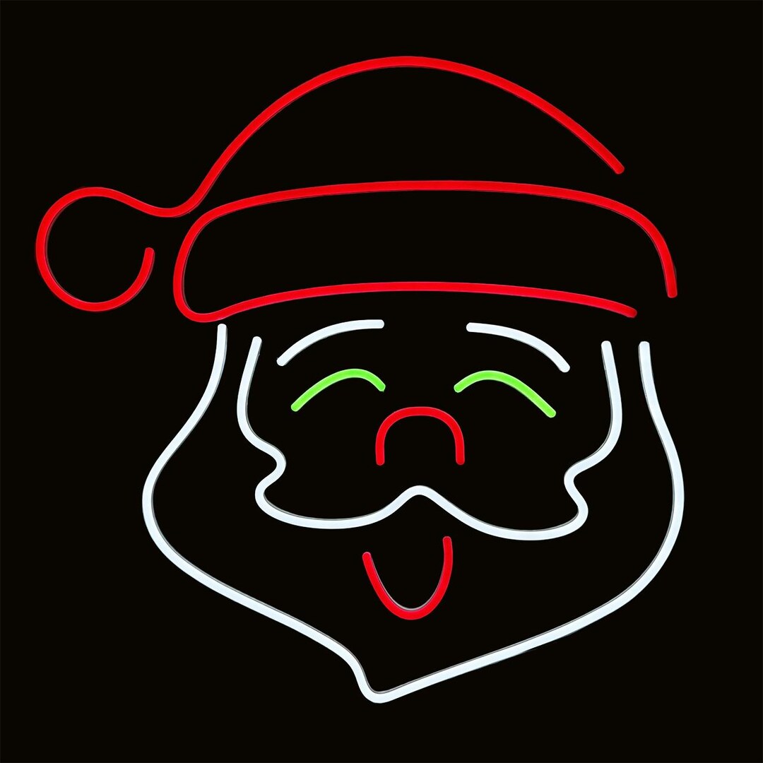 LED Neon Strip Light Santa Face Decoration - Lighted Sign - Multi-color ...