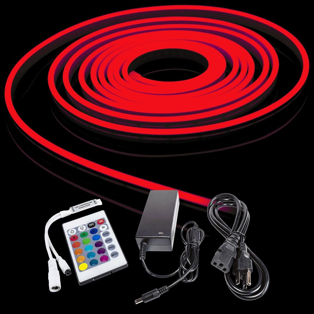 RGB Color Changing Mini LED Neon Strip Light - 12 Volt - 16.4 Foot ...
