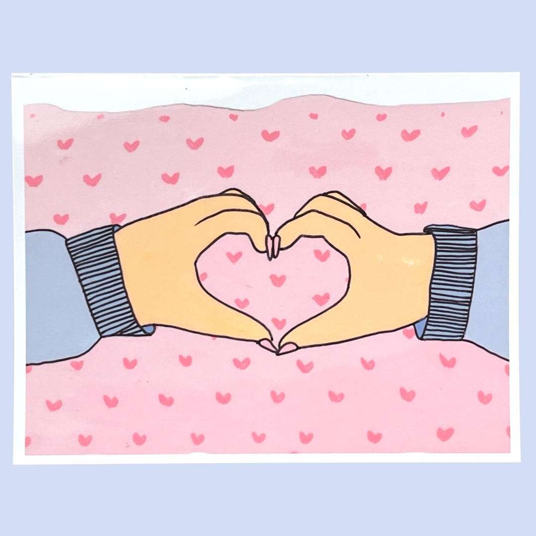 Hand Heart Blank Greeting Card - Etsy