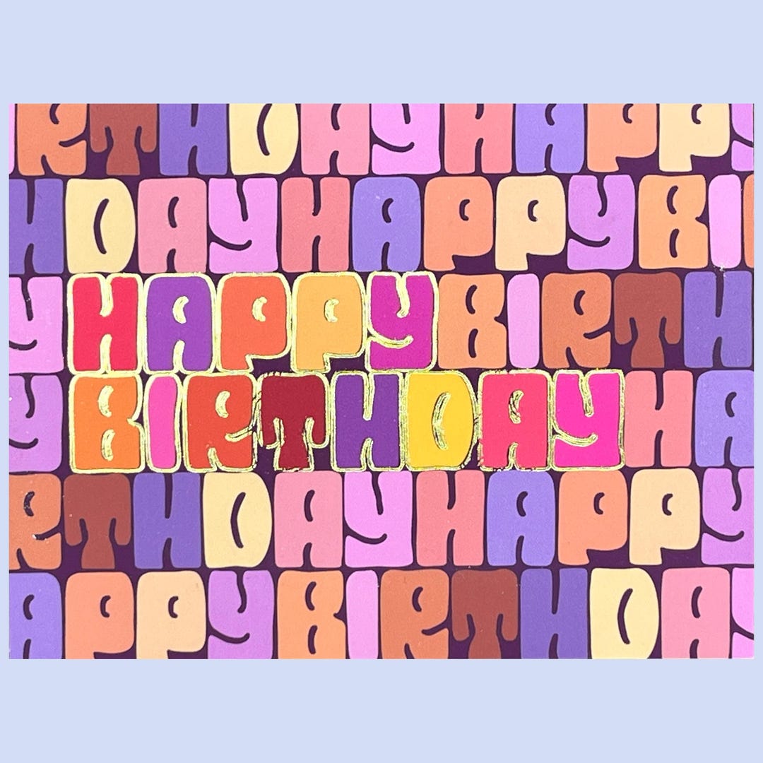 Retro Groovy Happy Birthday Card - Etsy