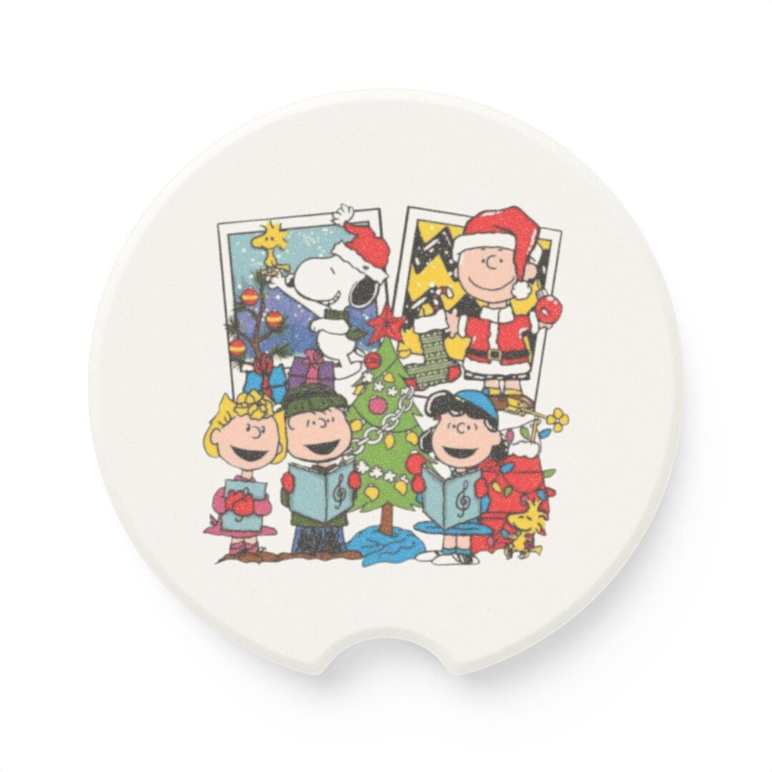 Peanuts Christmas Carolers Soapstone Car Coaster | Snoopy Charlie Brown ...