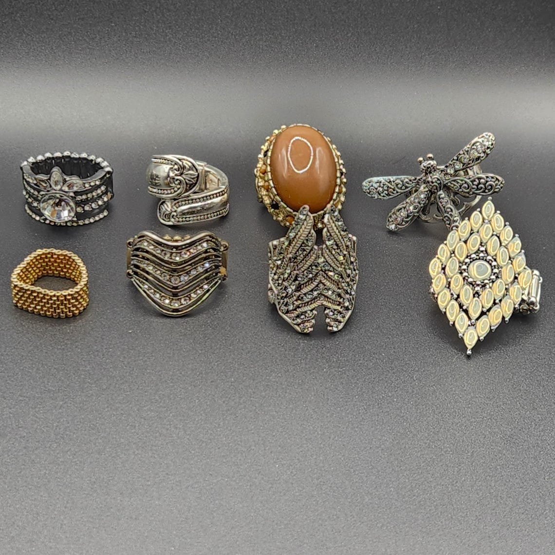 Stretchable Rings, Vintage Elastic Rings. Fashion Cocktail Rings ...