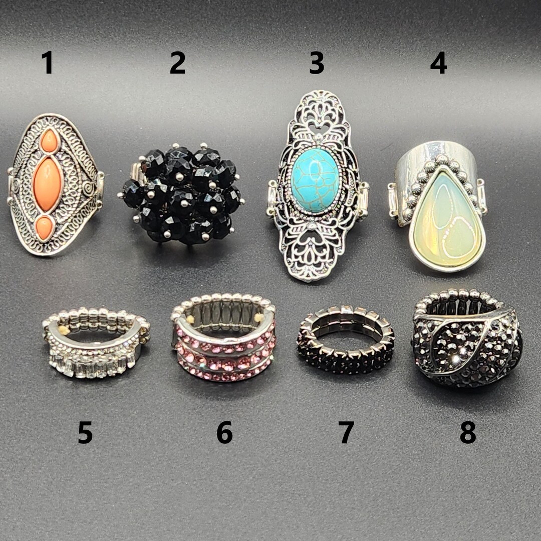 Stretchable Rings, Vintage Elastic Rings. Fashion Cocktail Rings ...