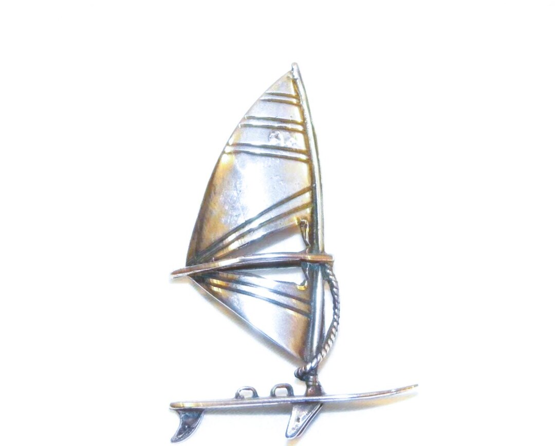 Vintage Handmade Silver Wind Surf Miniature Antique Collectible Solid ...