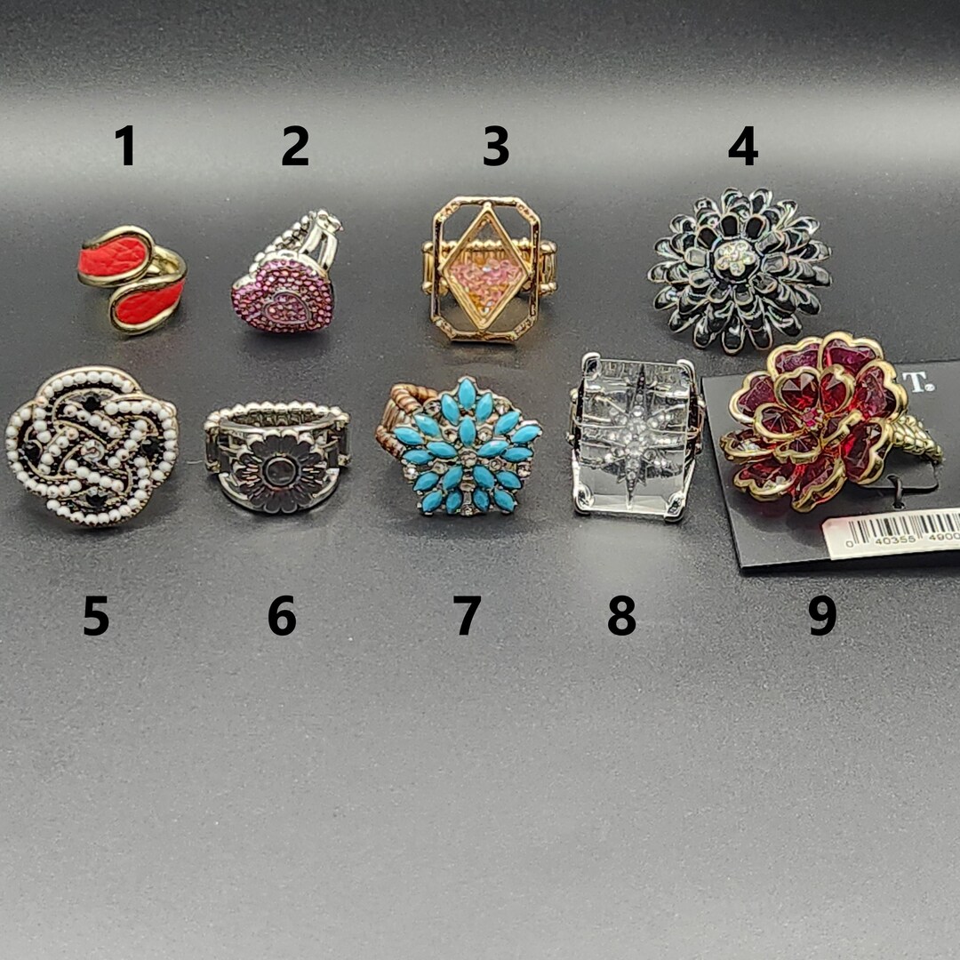 Stretchable Rings, Vintage Elastic Rings. Fashion Cocktail Rings ...