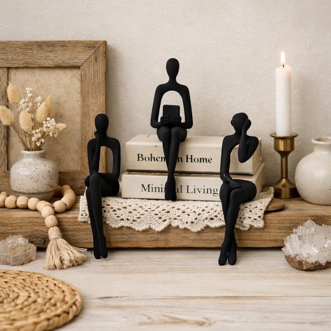 Abstract Sitting Figurine – Minimalist Modern Sculpture – Scandinavian ...