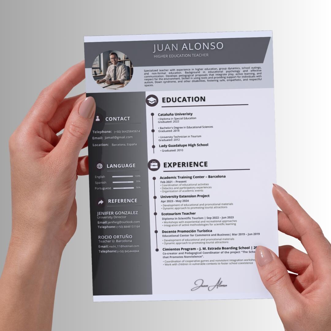 Editable Resume Template With Photo. Minimalist & Elegant. Professional ...