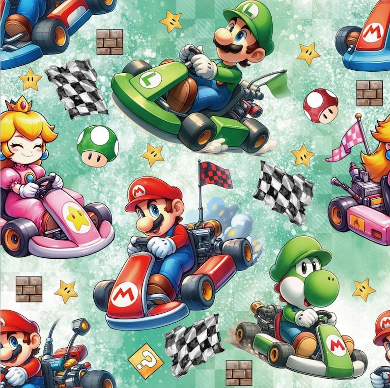Super Mario Fabric Mario Fabric Video Game Fabric Cartoo Fabric 100% ...