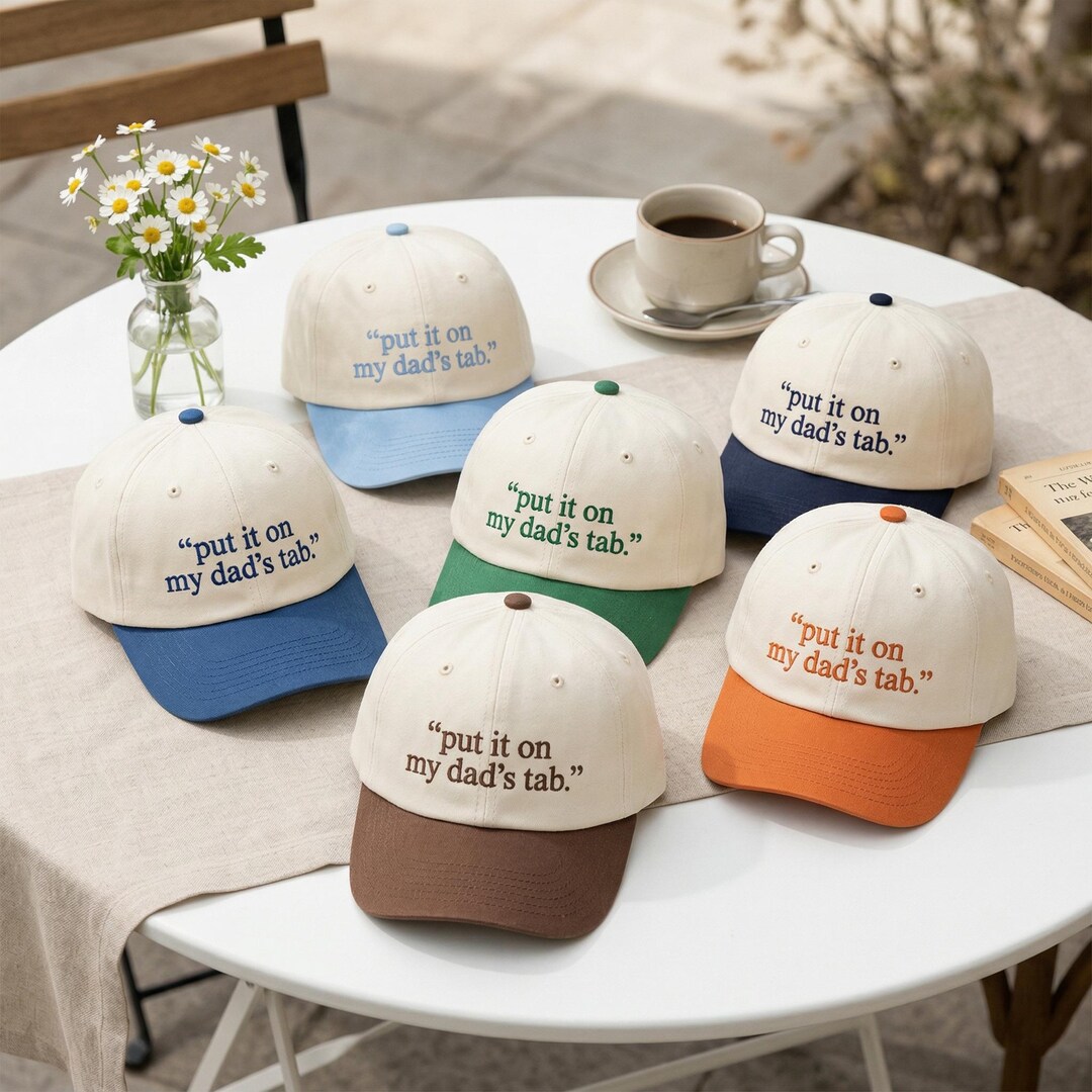 Embroidered Dad Hat, "put It on My Dad's Tab" Cotton Blend Cap - Etsy