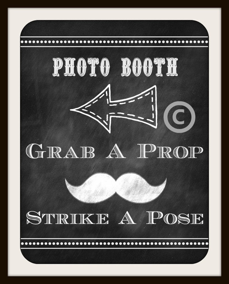Wedding Sign Photo Booth Chalkboard Wedding Sign Instant Download Grab A Prop Strike A