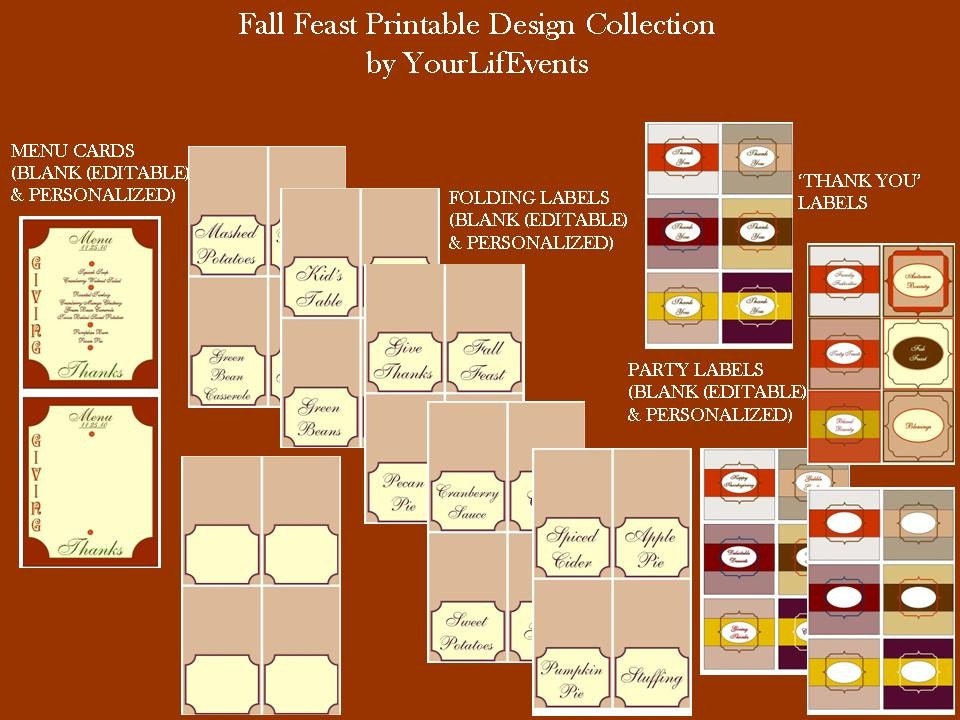 Fall Feast Thanksgiving Printable Design Collection - DIY Holiday ...