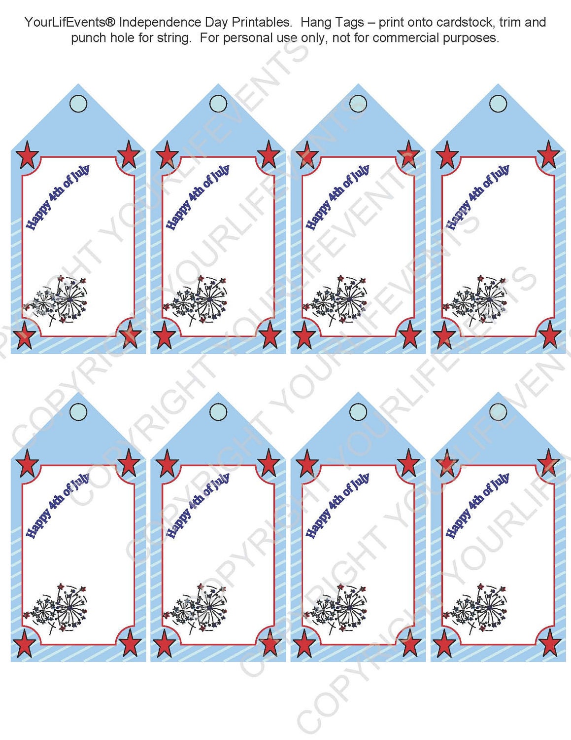 4th of July Printables / Instant Download Independence Day Party Tags ...