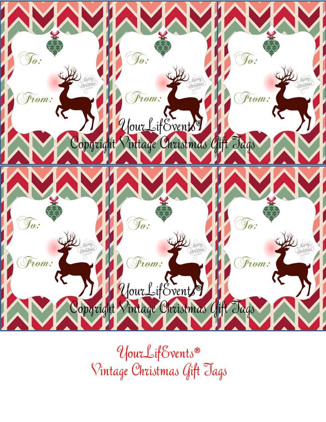 Vintage Style Holiday Christmas Gift Tags / Instant Download Holiday ...