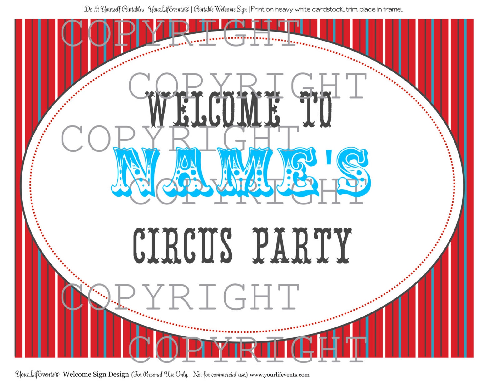 Circus Birthday Party PRINTABLES Circus Themed - DIY Printable Circus ...