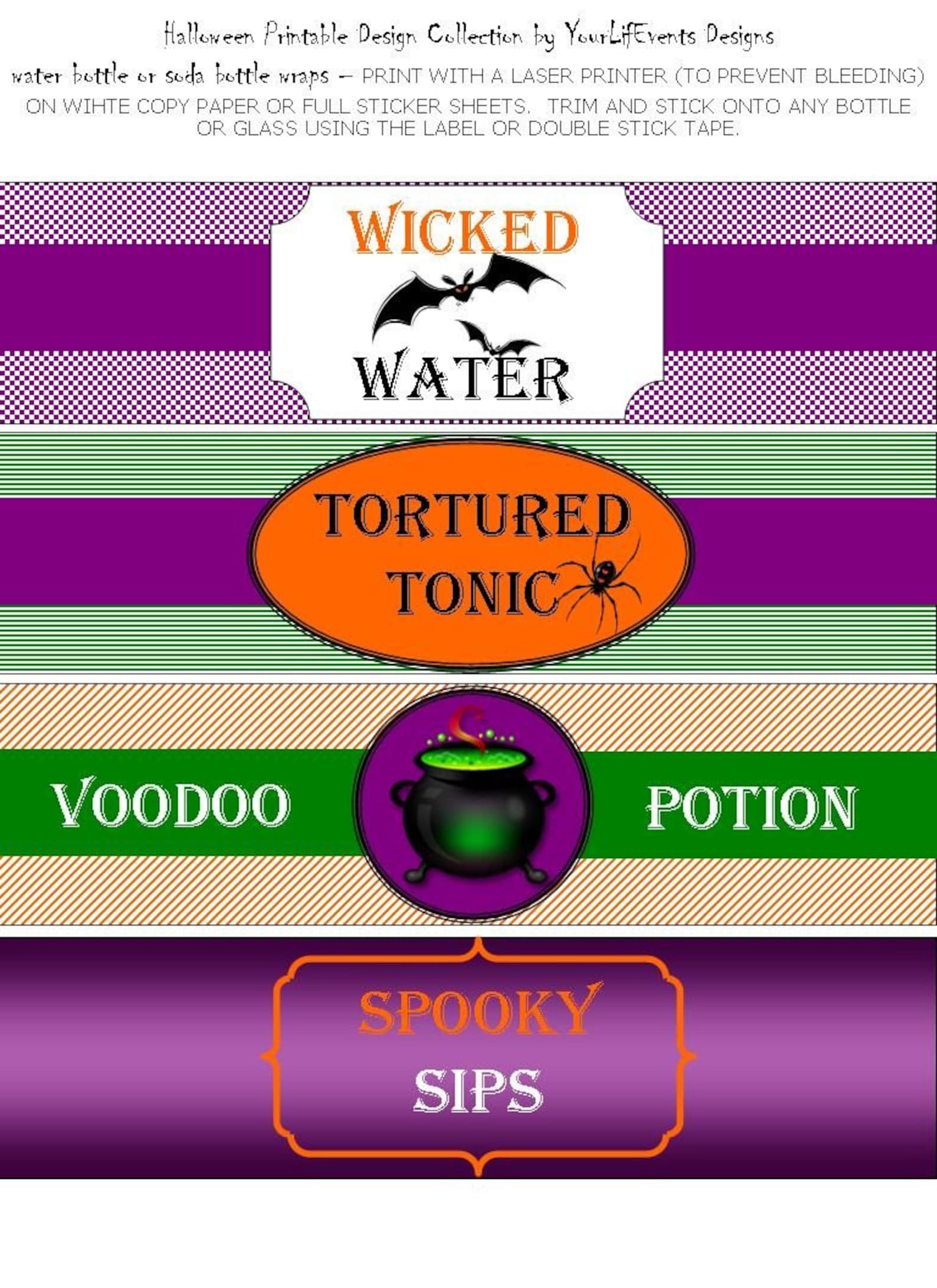 DIY PRINTABLE Halloween Water Or Soda Bottle Wrappers Instant Download diy-printable-halloween-water-or-soda-bottle-wrappers-instant-download