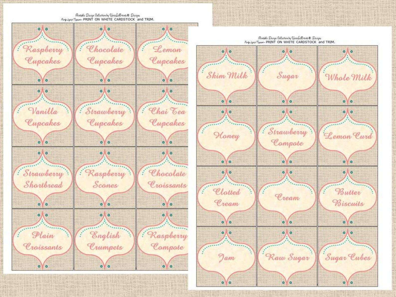 Vintage Tea Party Logo Labels/toppers / Instant Download Tea Party ...