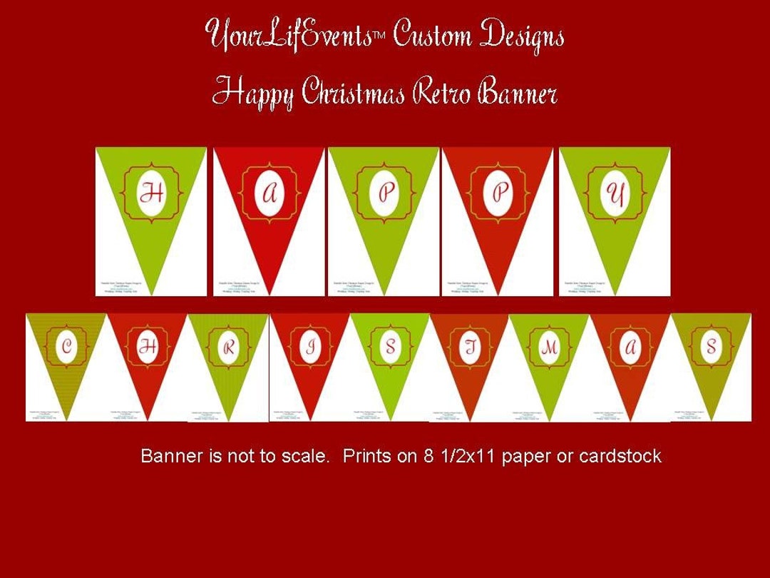 Happy Christmas Retro Pennant Banner DIY PRINTABLE Instant - Etsy