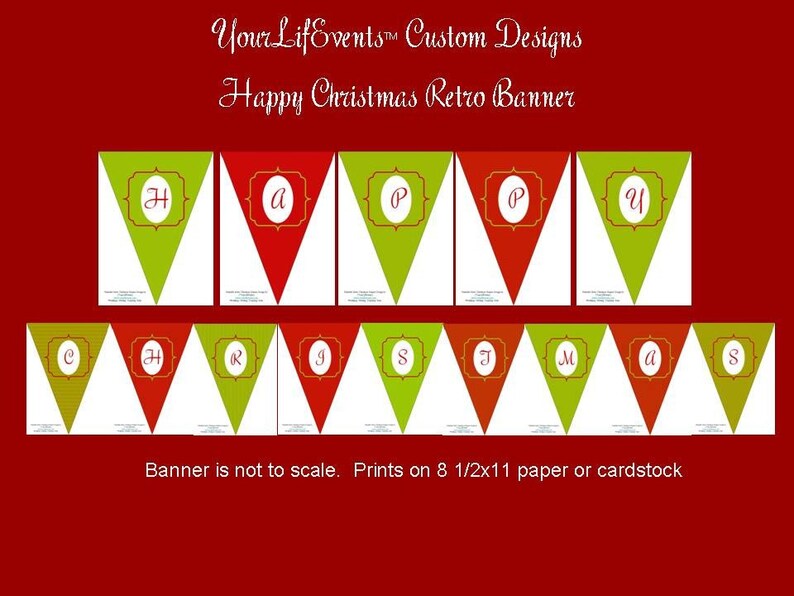 Happy Christmas Retro Pennant Banner DIY PRINTABLE Instant - Etsy