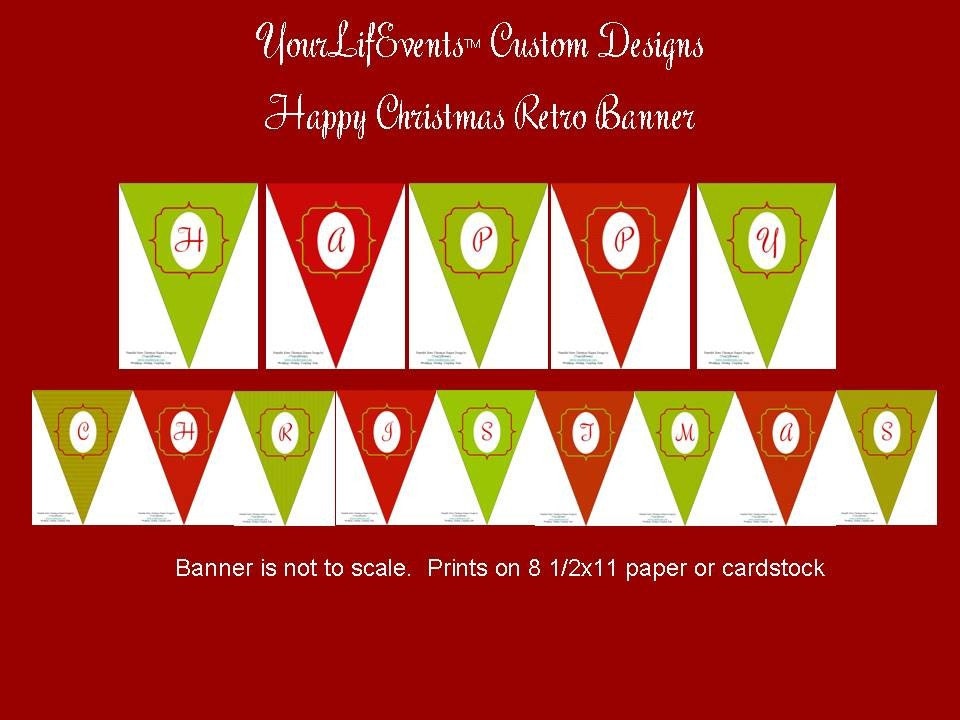 Happy Christmas Retro Pennant Banner DIY PRINTABLE Instant - Etsy