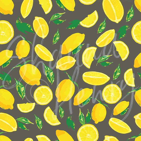 Digital Download Printable: Citrus Lemon Pop Pattern Dark Background by ...